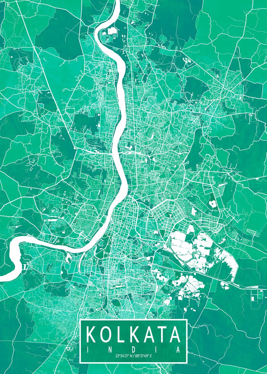'Kolkata Map Watercolor' Poster, picture, metal print, paint by deMAP ...
