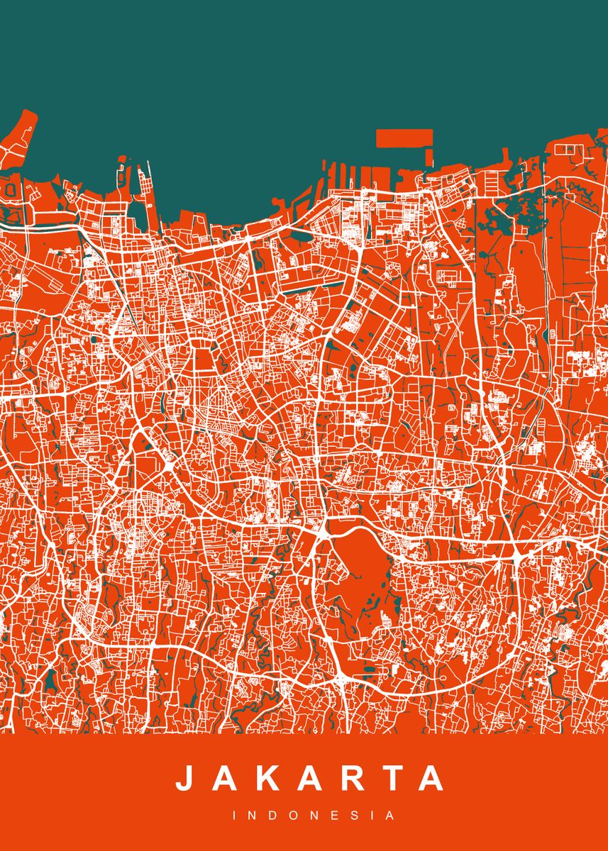 'JAKARTA City Map Indonesia' Poster by UrbanMaps | Displate