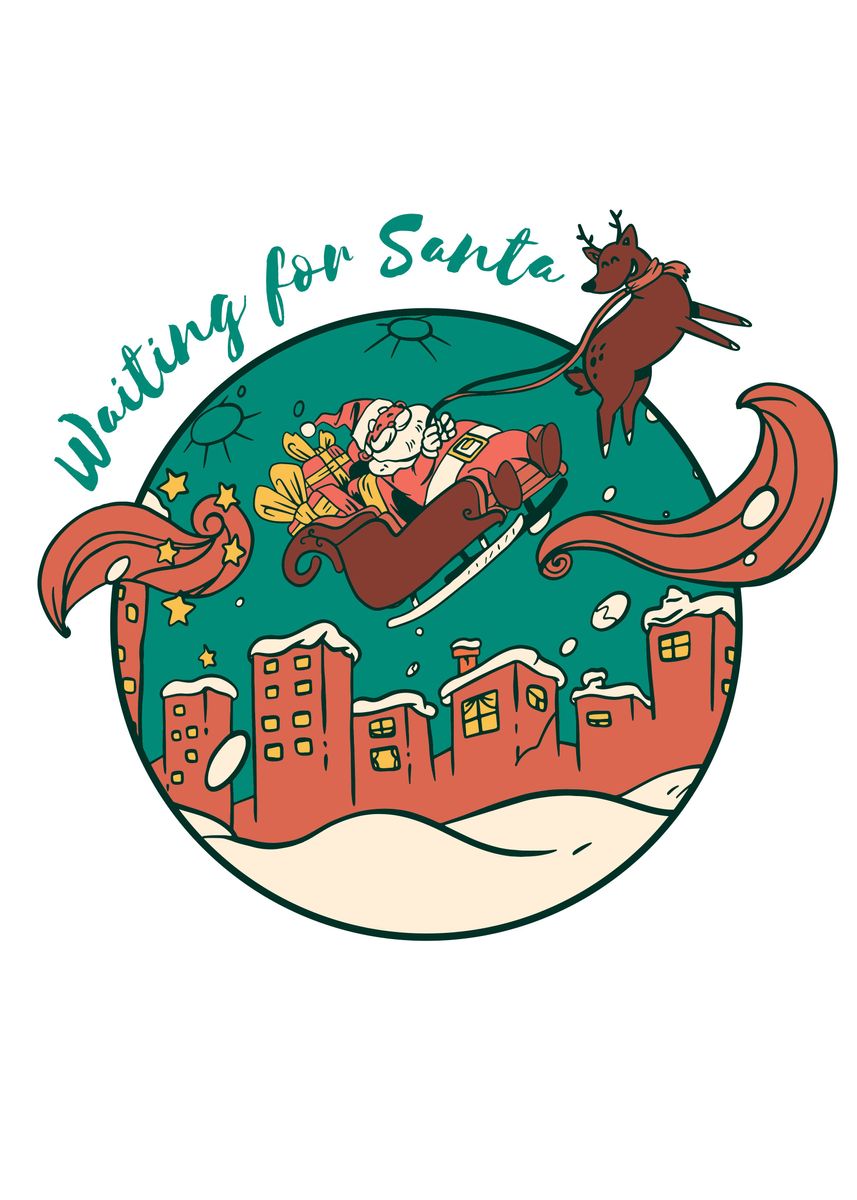 'Waiting for santa claus ' Poster, picture, metal print, paint by Simon ...