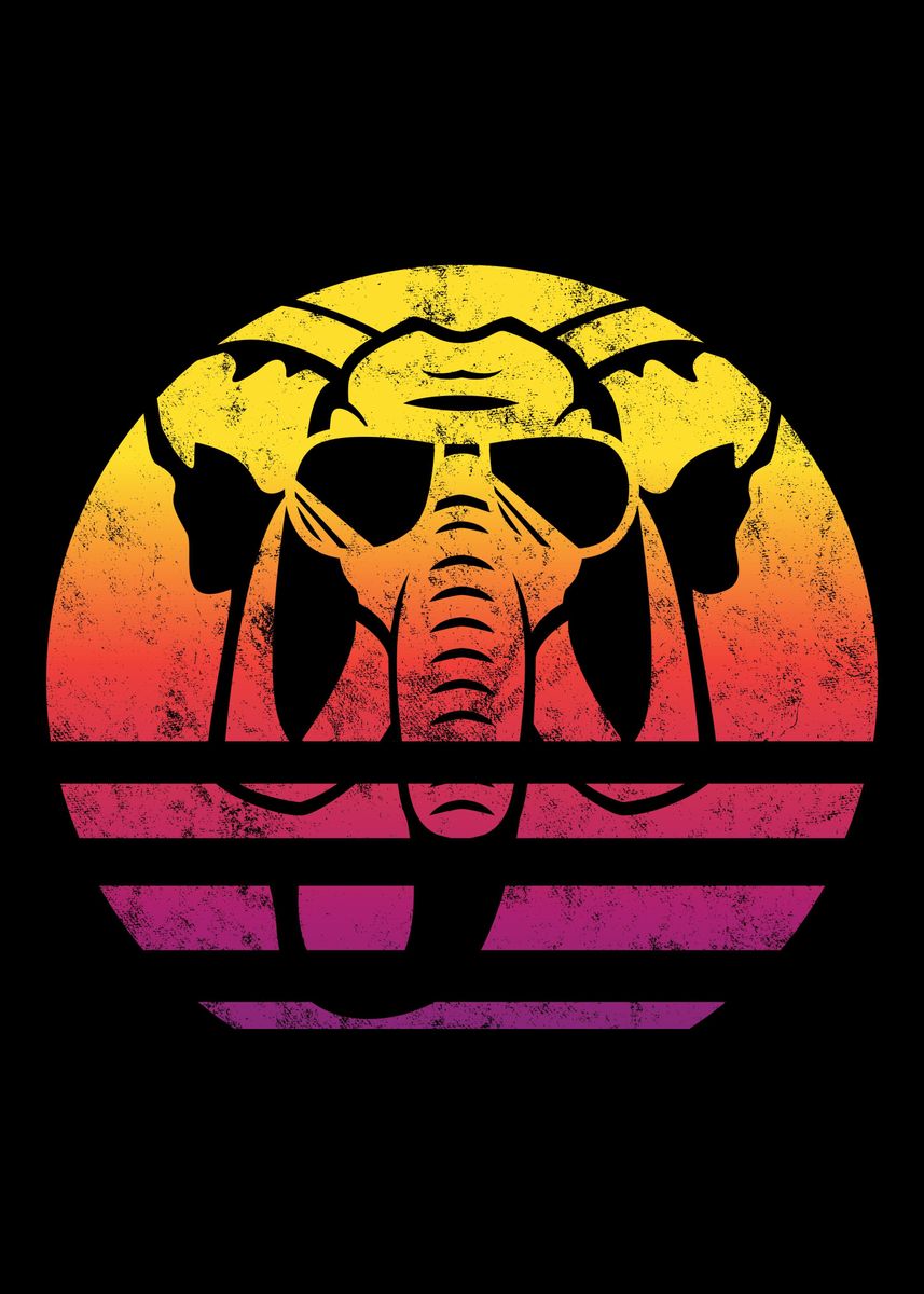 'Elephant Retro Vintage' Poster by royalsigns | Displate