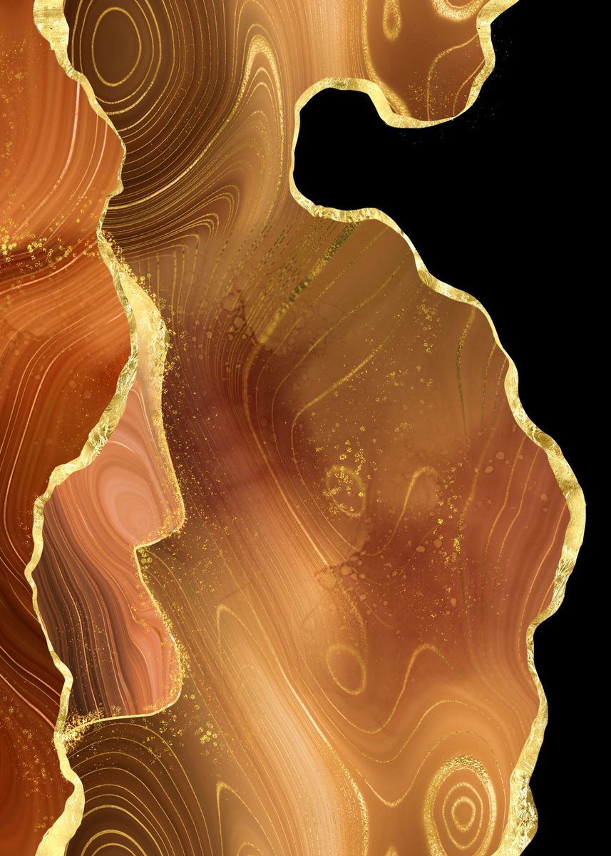 'Orange Gold Agate Textu 03' Poster by Aloke Design | Displate