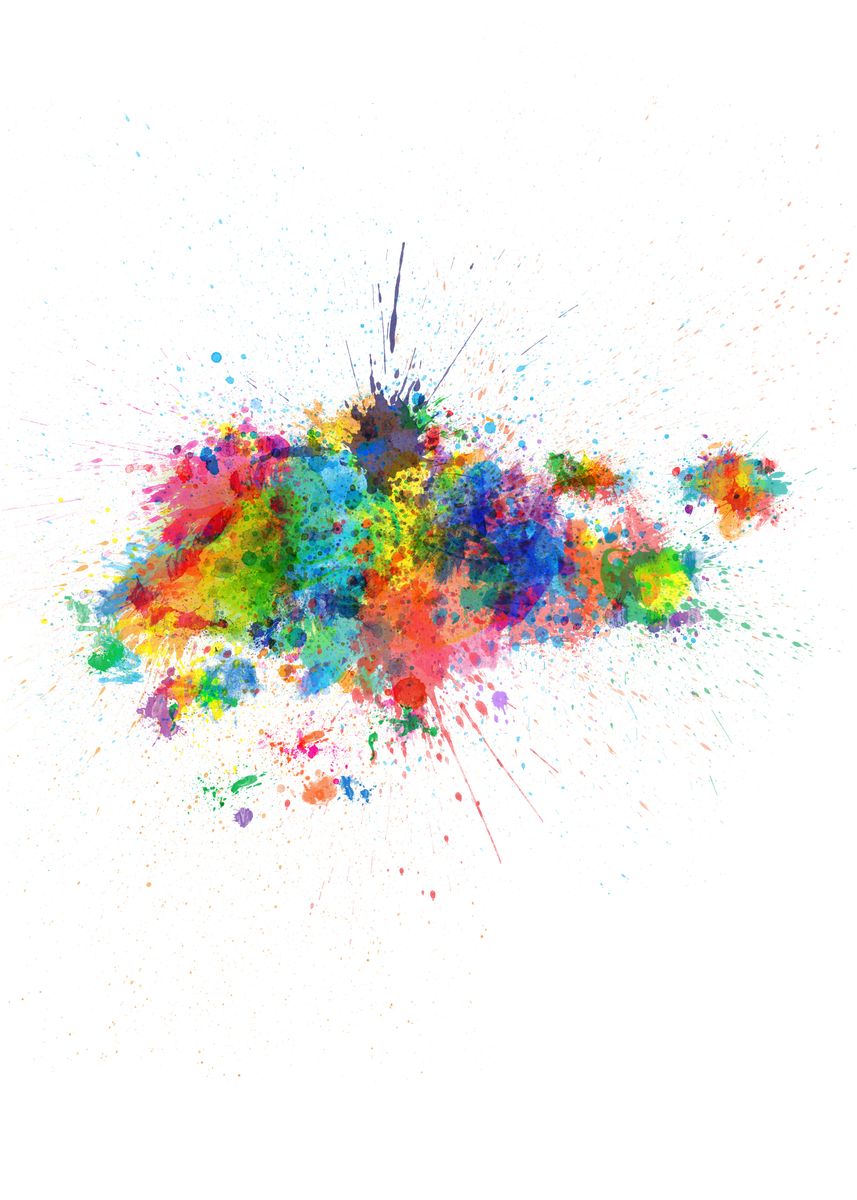 'Singapore Paint Splash Map' Poster, picture, metal print, paint by ...