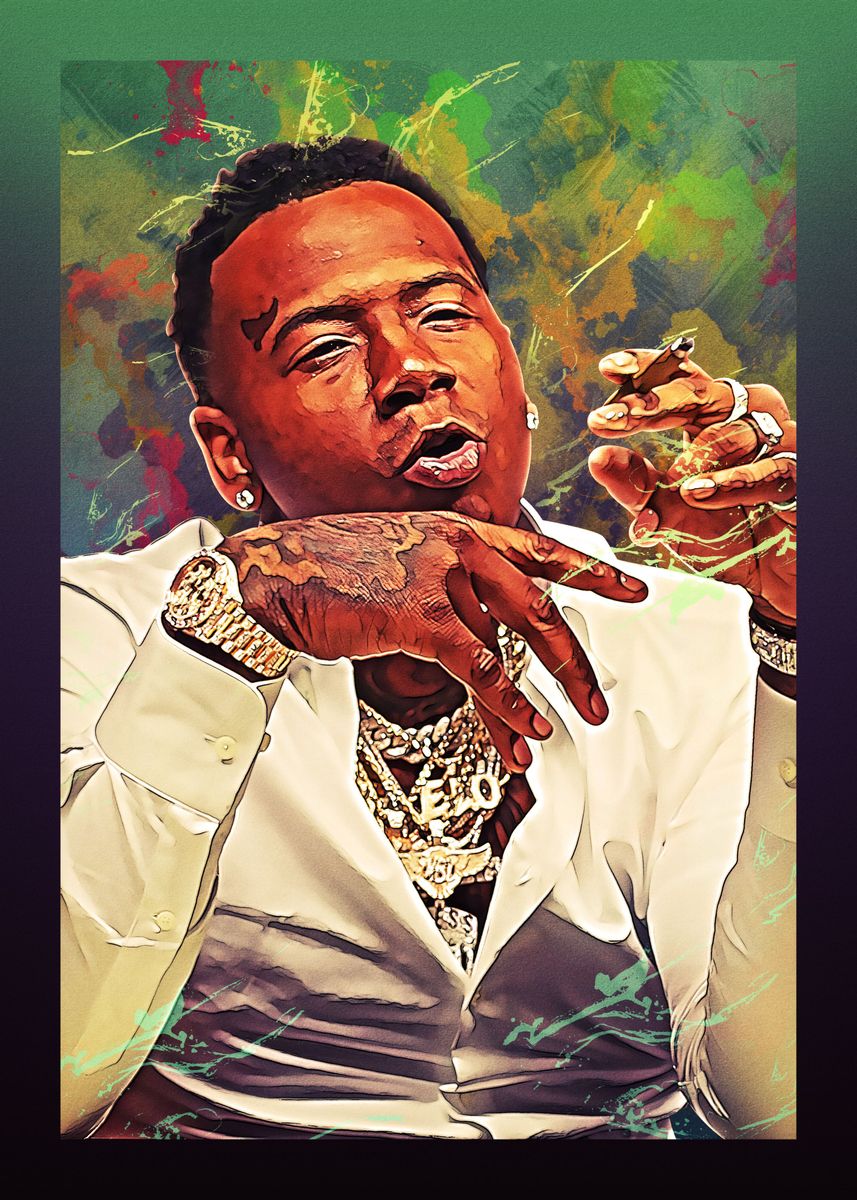 'Moneybagg Yo' Poster, picture, metal print, paint by Alva Donna | Displate