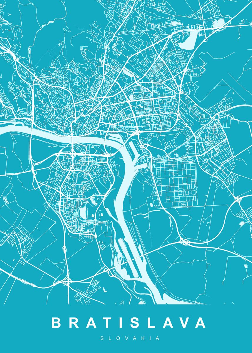 'BRATISLAVA Map Slovakia' Poster, picture, metal print, paint by ...