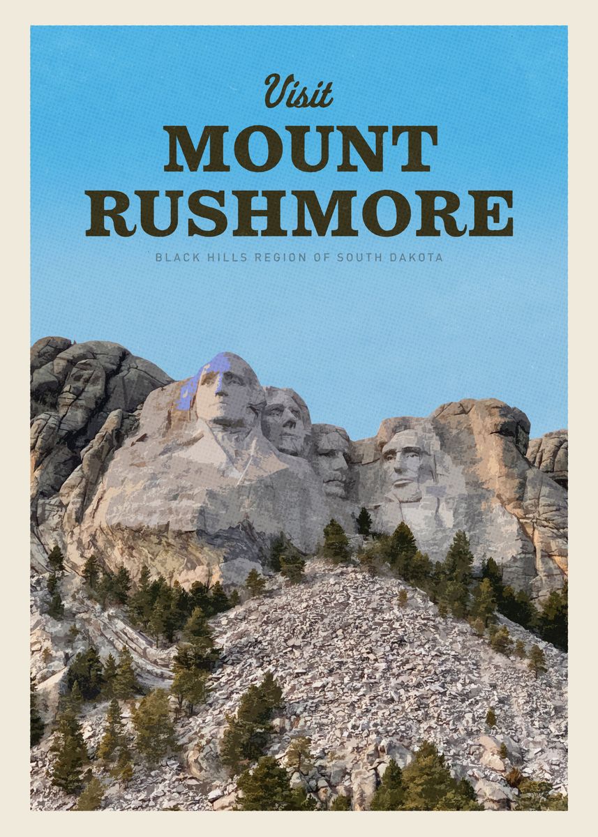 'Visit Mount Rushmore' Poster, picture, metal print, paint by Mercury ...