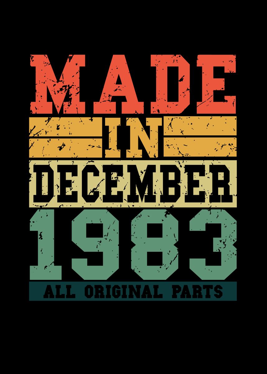 '1983 Birthday December' Poster by schmugo | Displate