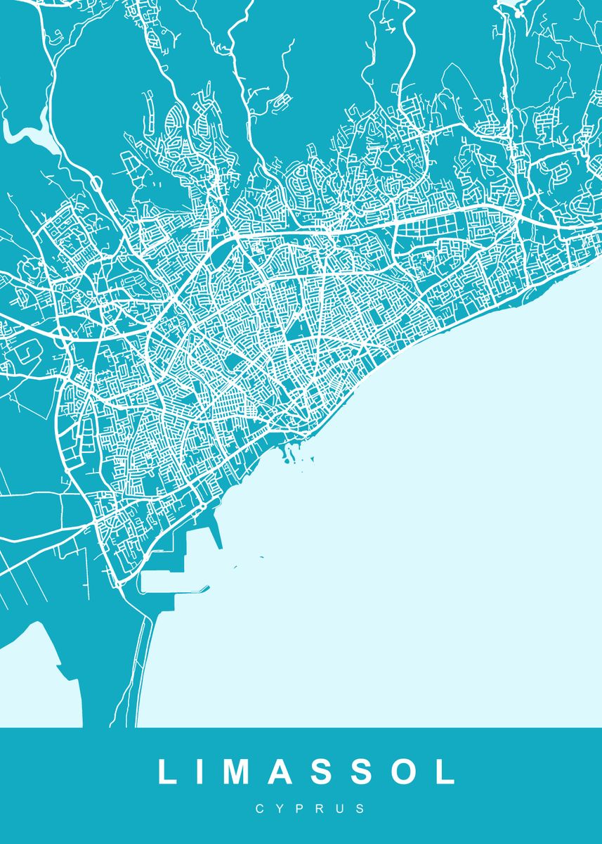 'LIMASSOL Map Cyprus' Poster by UrbanMaps | Displate