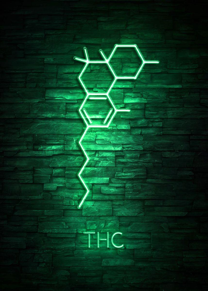'THC NEON MOLECULE' Poster, picture, metal print, paint by Leo Barone ...