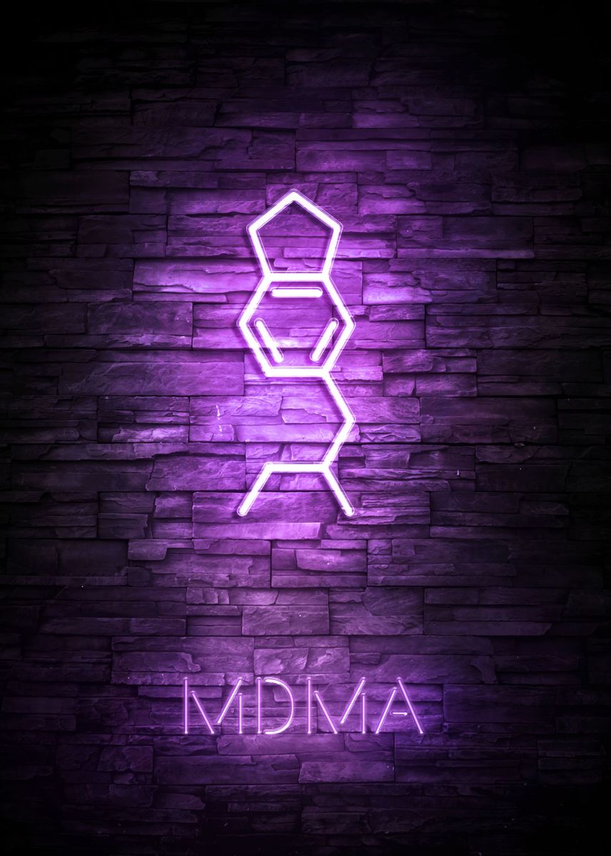 'MDMA NEON MOLECULE' Poster by Leo Barone | Displate
