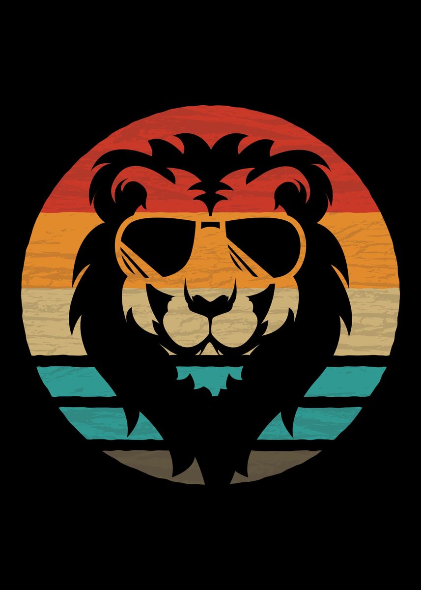 'Lion Retro Vintage' Poster, picture, metal print, paint by royalsigns ...