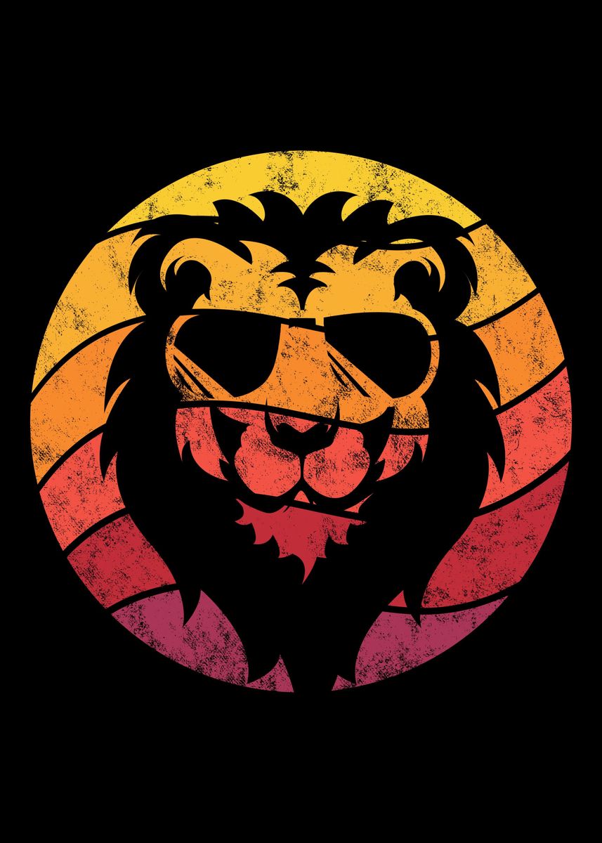 'Lion Retro Vintage' Poster, picture, metal print, paint by royalsigns ...