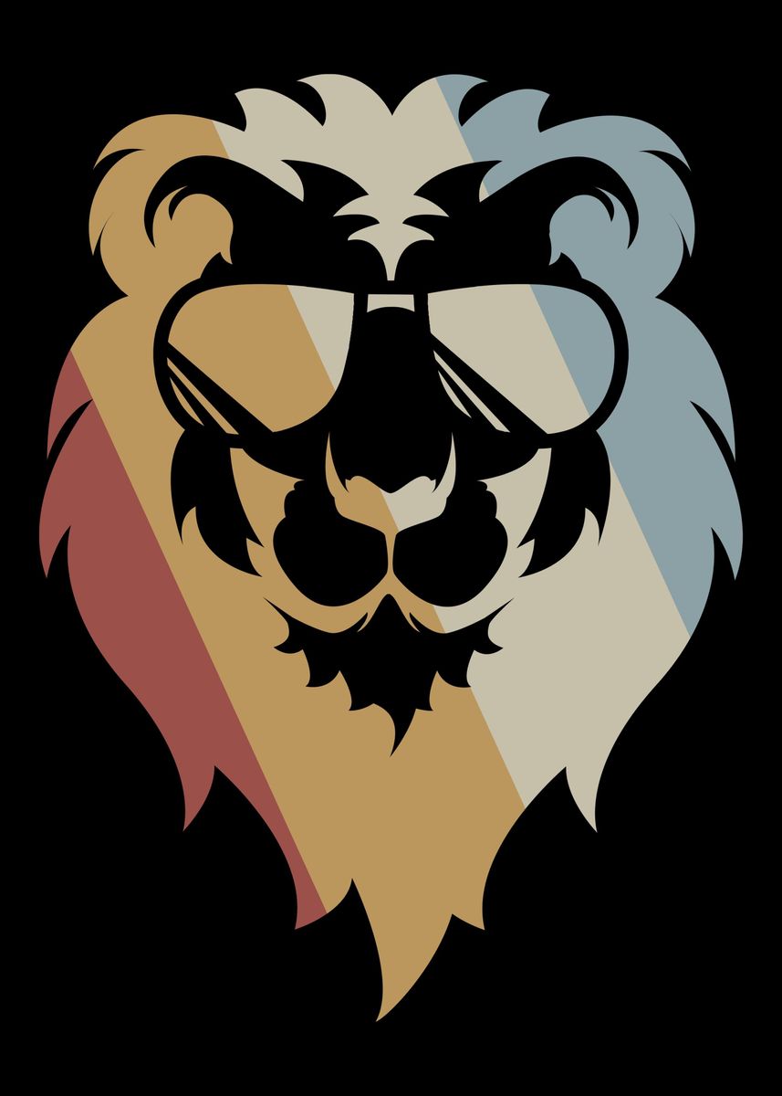 'Lion Retro Vintage' Poster, picture, metal print, paint by royalsigns ...