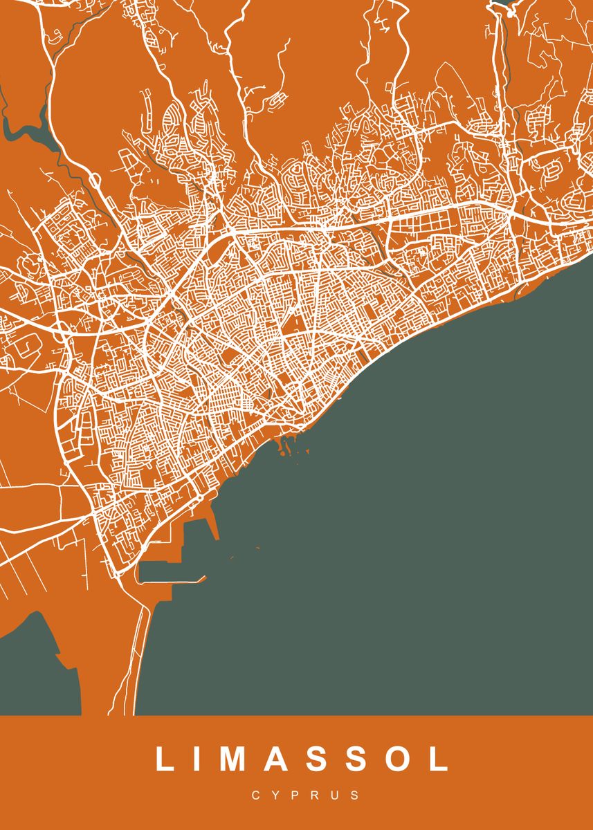 'LIMASSOL City Map Cyprus' Poster by UrbanMaps | Displate