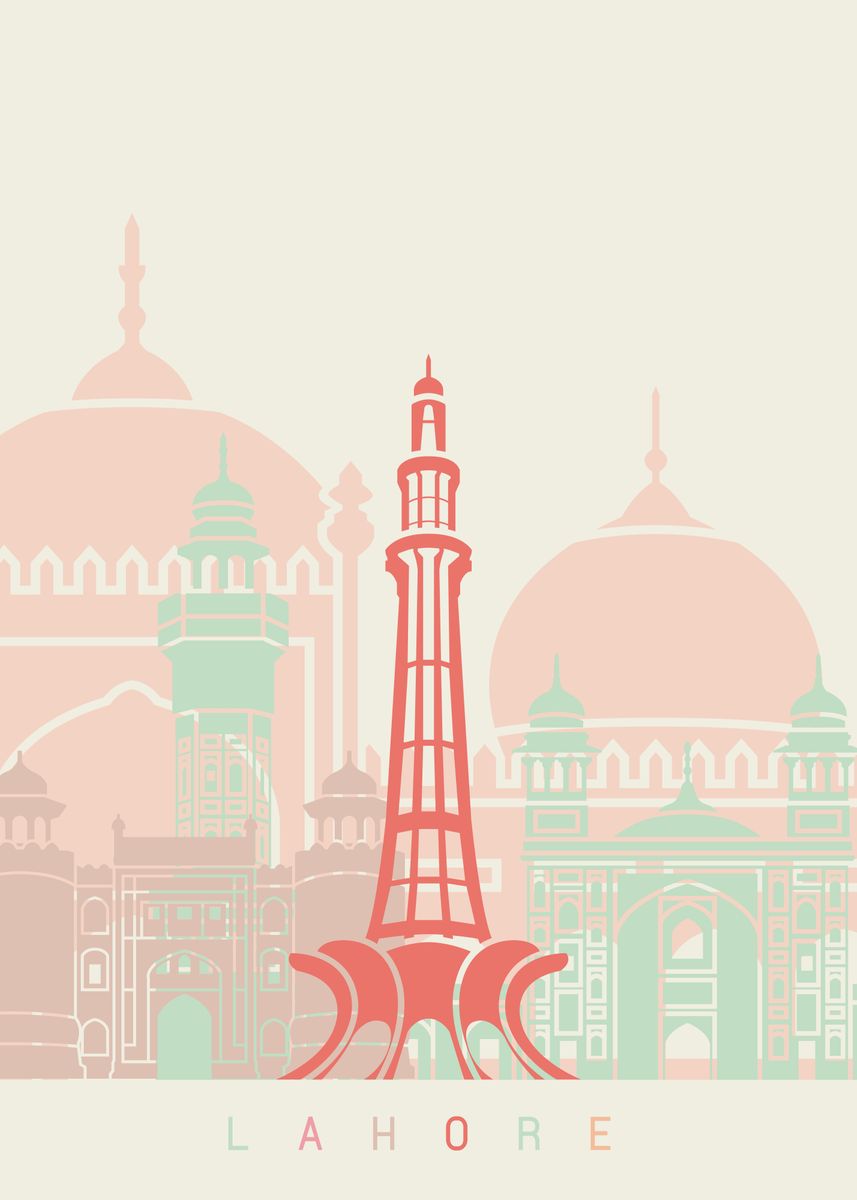'Lahore skyline poster ' Poster, picture, metal print, paint by ...