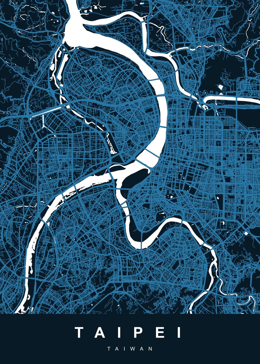 'TAIPEI City Map Taiwan ' Poster, picture, metal print, paint by ...