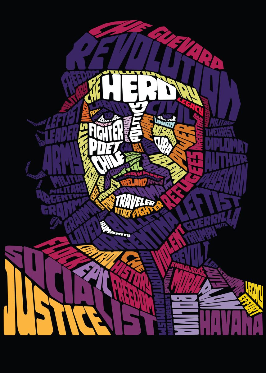 'Che Guevara Typography' Poster by Amrendra Kumar | Displate