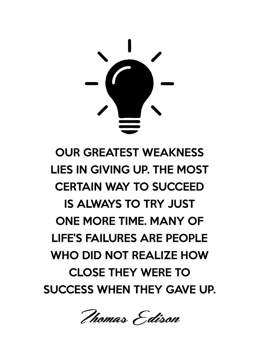 'Thomas Edison Failure' Poster, picture, metal print, paint by ...