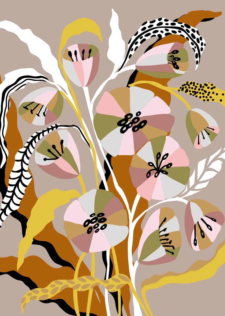 'Earth Tone Autumn Flowers' Poster by Annick | Displate