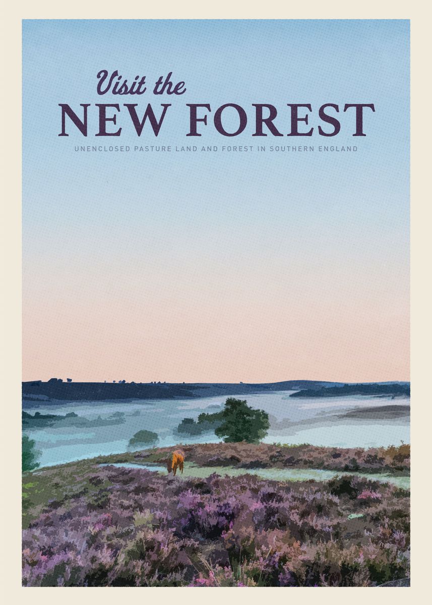'Visit the New Forest' Poster, picture, metal print, paint by Mercury ...