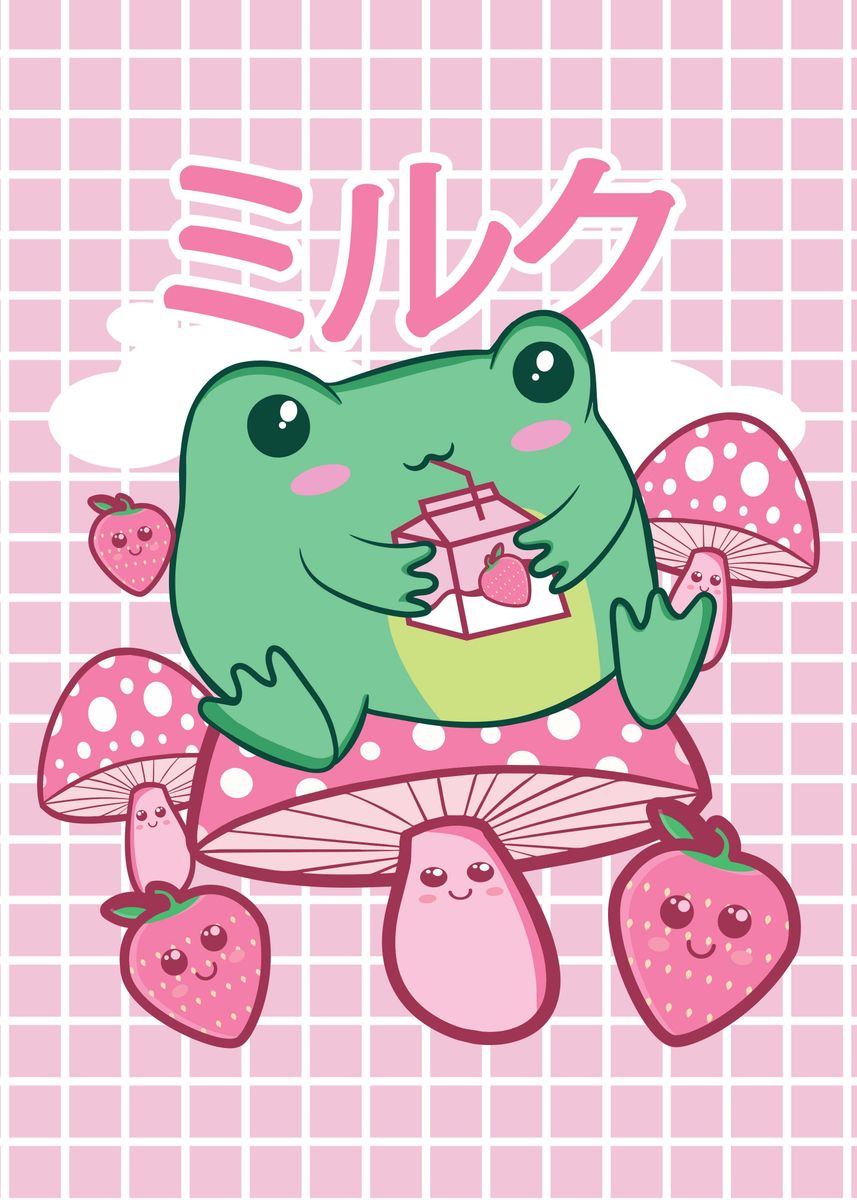 'Cottagecore Kawaii Frog' Poster, picture, metal print, paint by ...