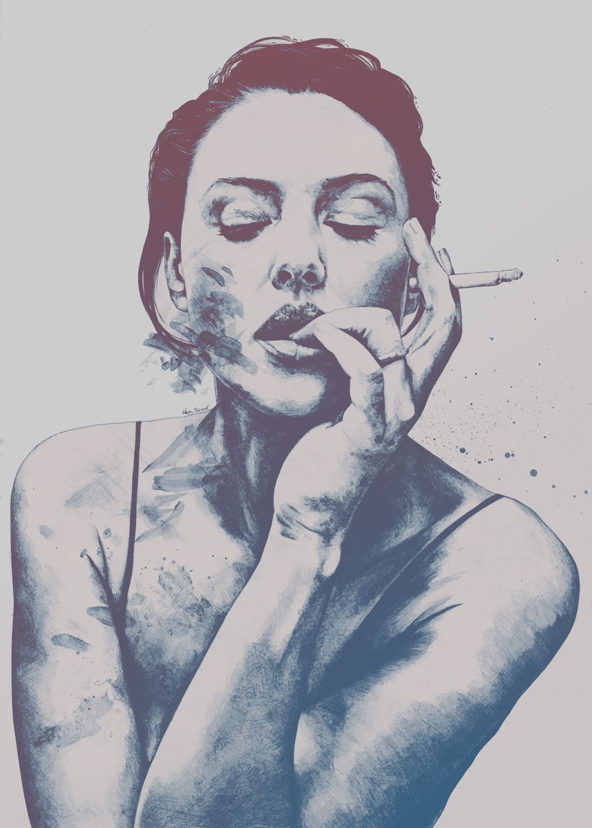 'Monica Bellucci smoking sh' Poster, picture, metal print, paint by ...