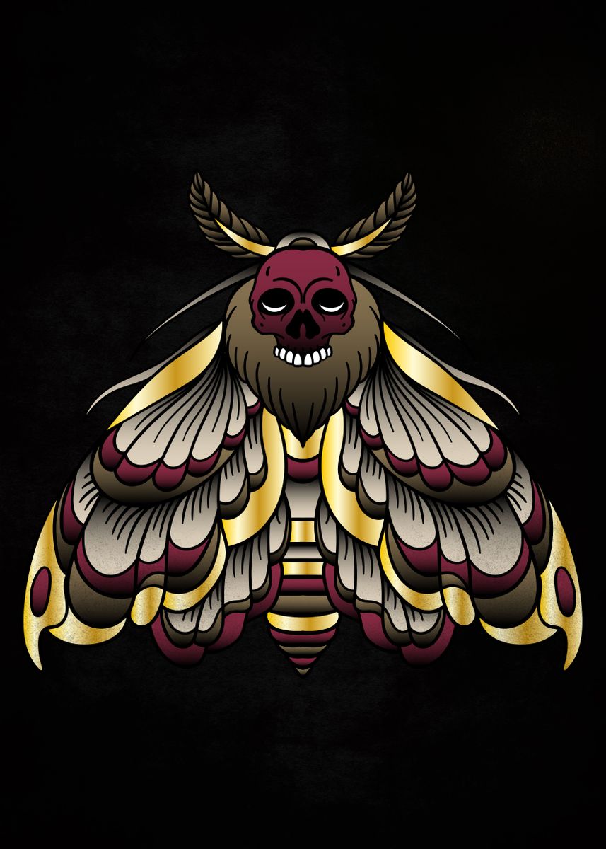 'moth gold' Poster, picture, metal print, paint by almost seven | Displate