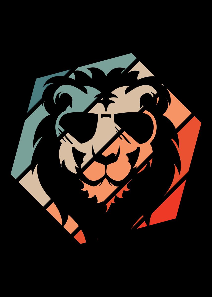 'Lion Retro Vintage' Poster, picture, metal print, paint by royalsigns ...
