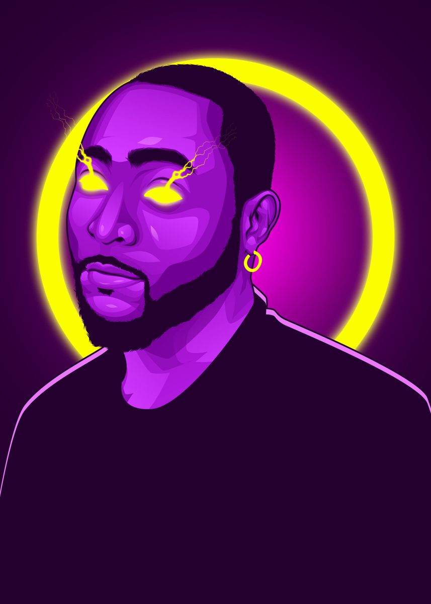 'Davido Neon Rapper' Poster, picture, metal print, paint by Colorize ...