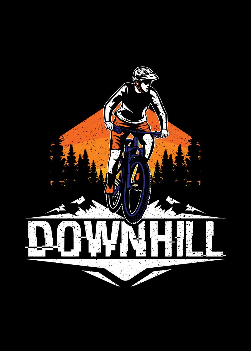 'Downhill Mountain Bike' Poster, picture, metal print, paint by ZS C O ...