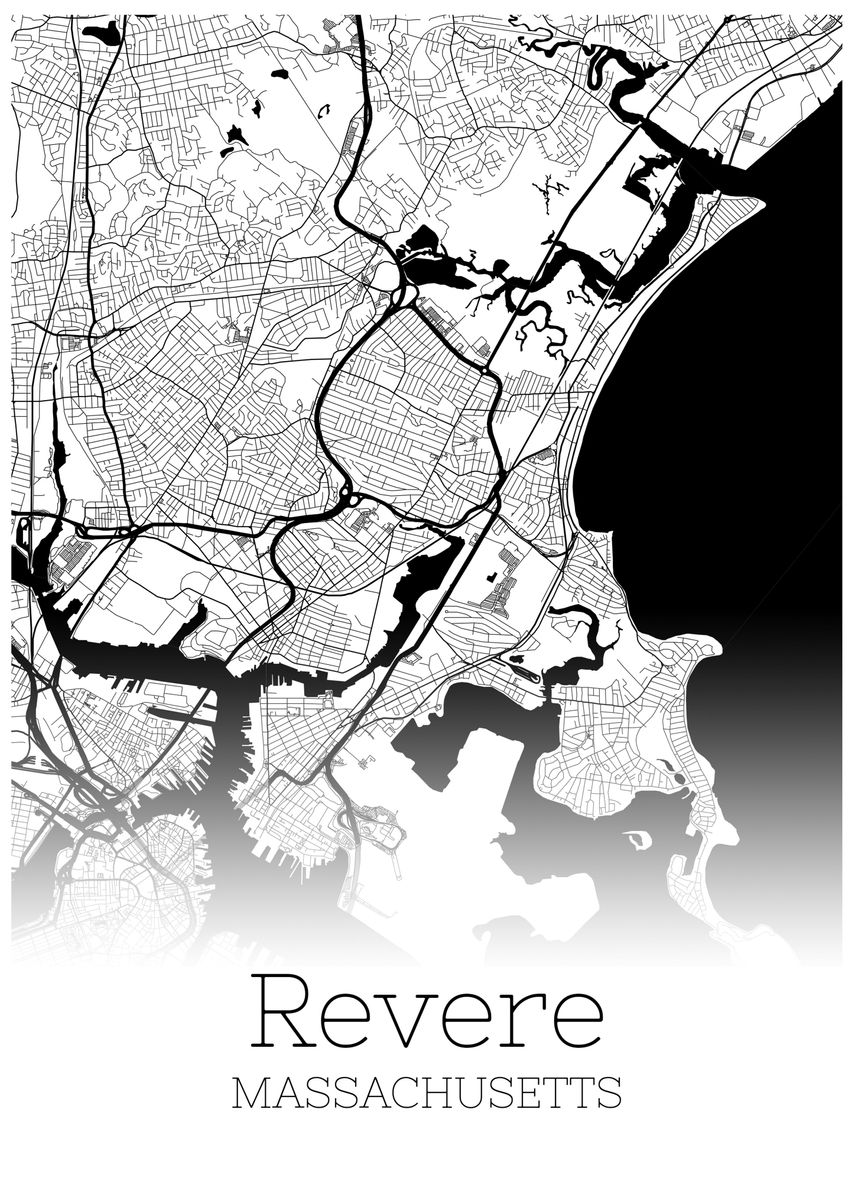 'Revere Massachusetts map' Poster, picture, metal print, paint by ...
