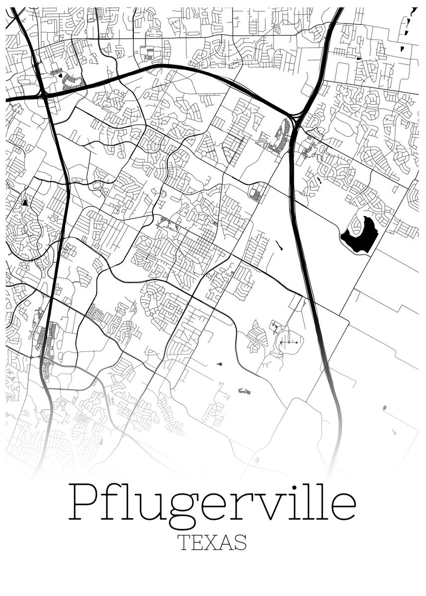 'Pflugerville Texas map ' Poster, picture, metal print, paint by ...