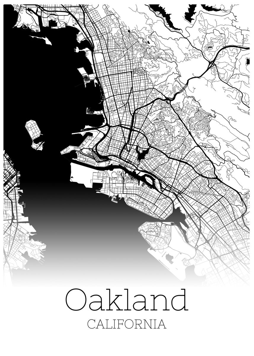 'Oakland California map' Poster, picture, metal print, paint by ...