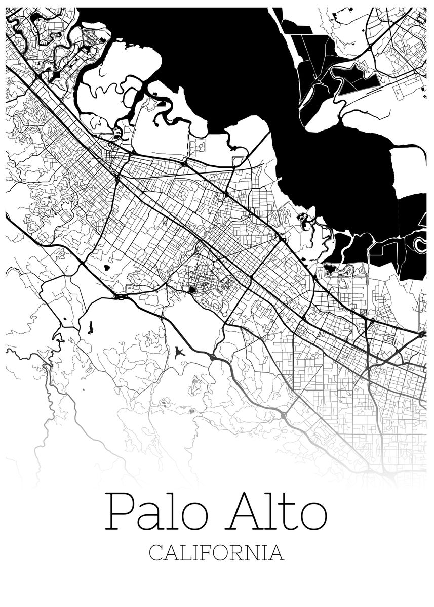 'Palo Alto California map' Poster, picture, metal print, paint by ...
