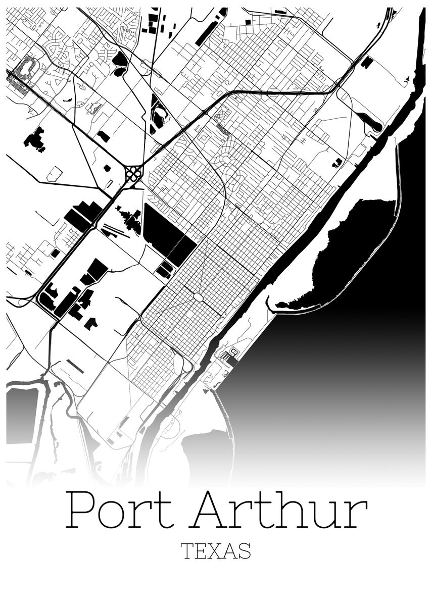 'Port Arthur Texas city map' Poster by RelDesign | Displate