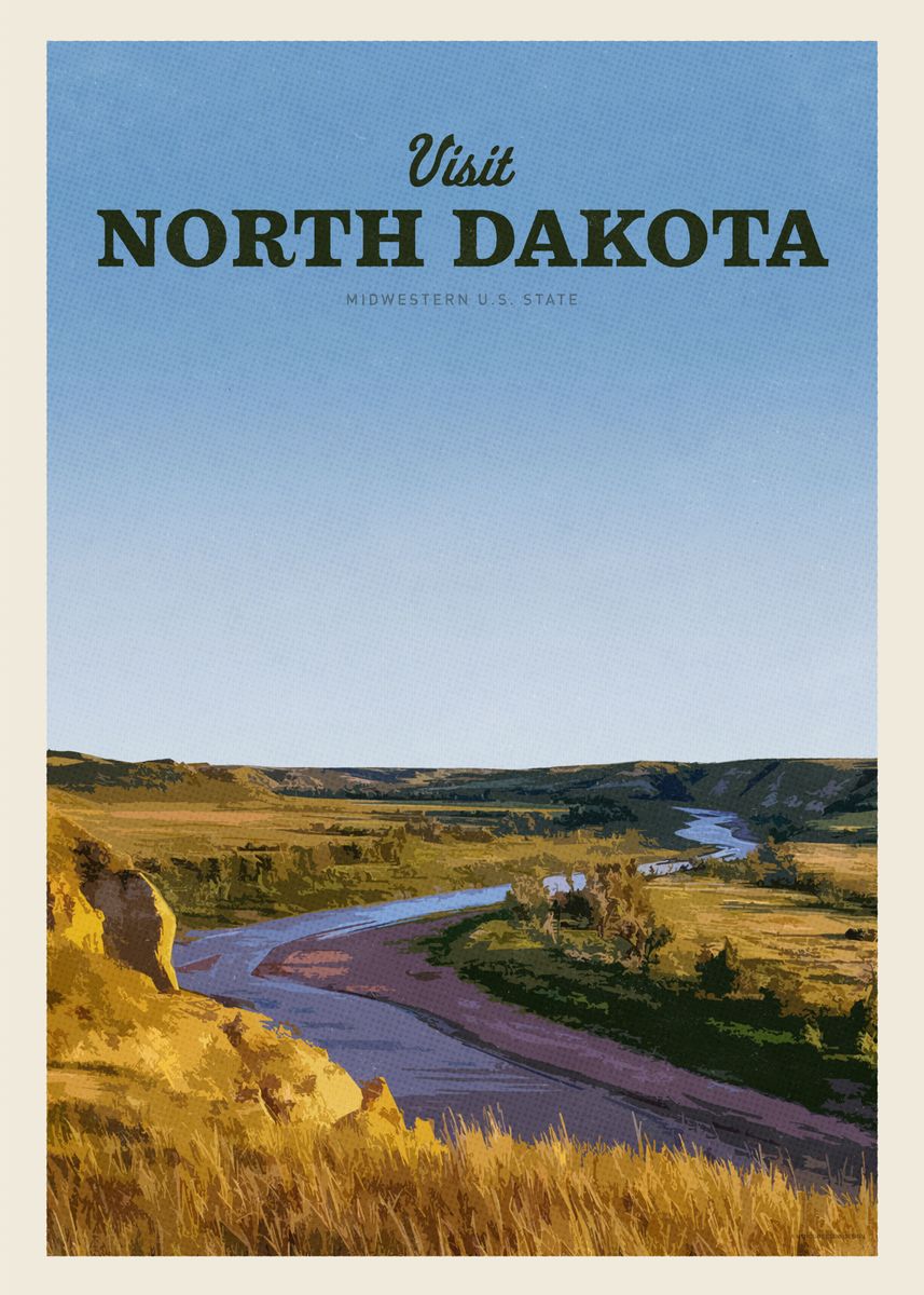 'Visit North Dakota' Poster, picture, metal print, paint by Mercury ...