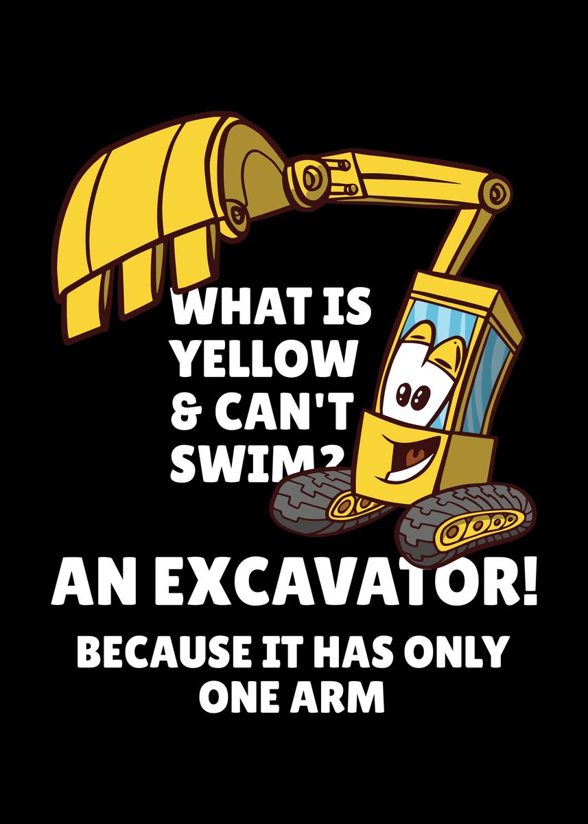 'Swimming Excavator Dad Pun' Poster by AverageDesigns | Displate