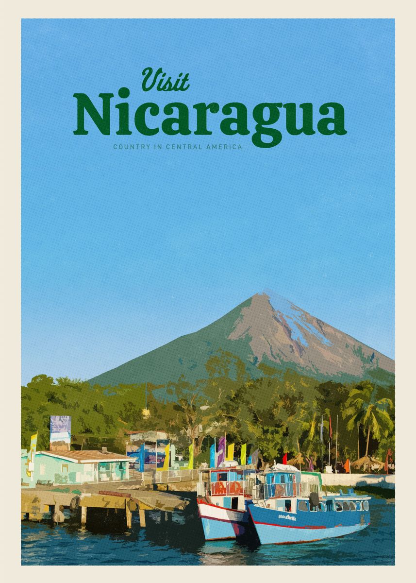 'Visit Nicaragua' Poster, picture, metal print, paint by Mercury Club ...