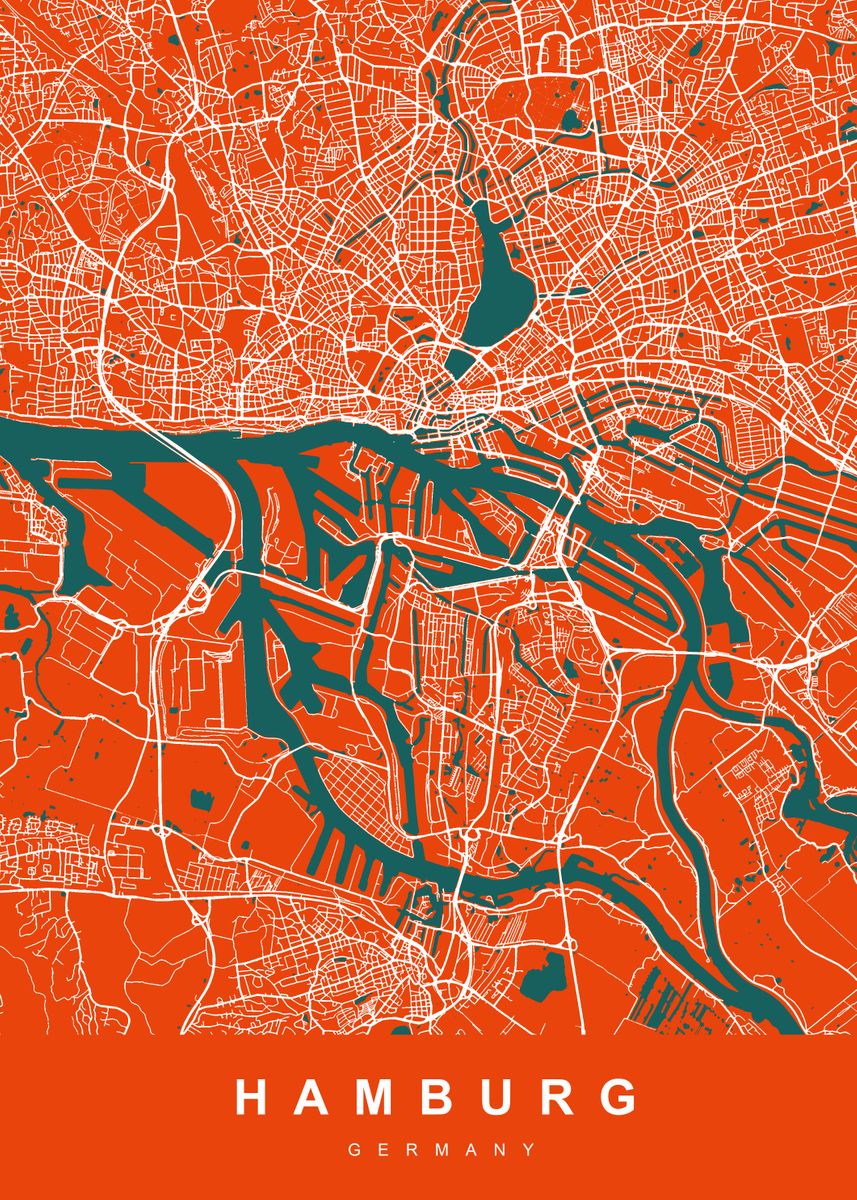 'HAMBURG City Map Germany' Poster by UrbanMaps | Displate