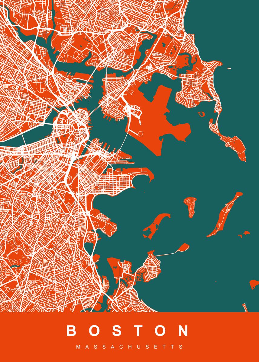 'BOSTON City Map USA' Poster by UrbanMaps | Displate