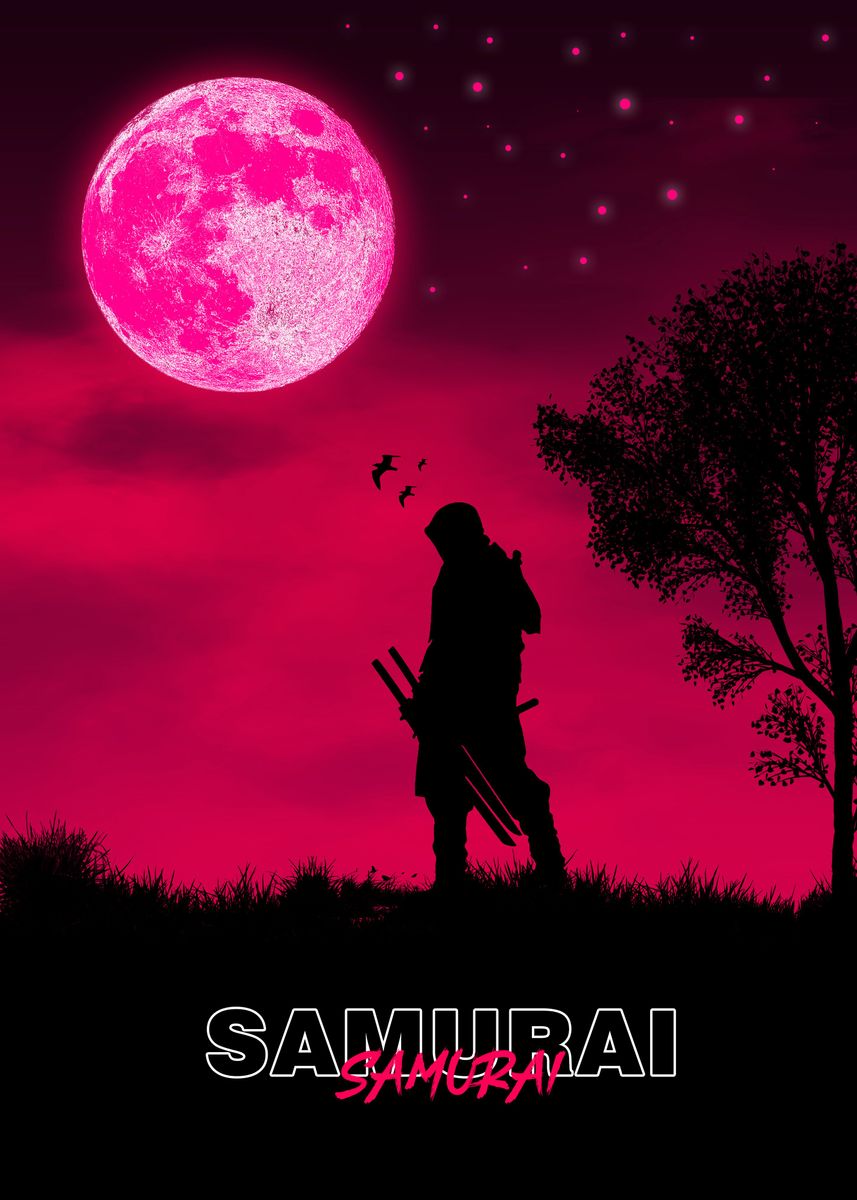 'Samurai In Moon Art' Poster by Theng Id | Displate
