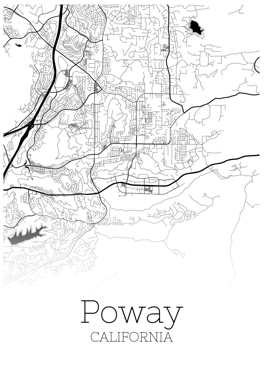 'Poway California city map' Poster, picture, metal print, paint by ...