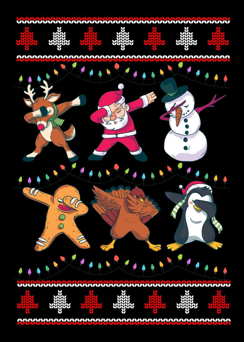'Santa Reindeer Christmas' Poster, picture, metal print, paint by ...