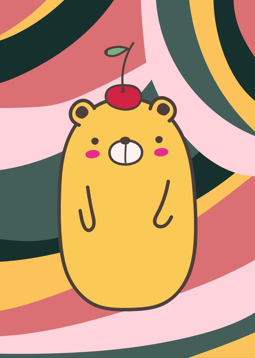 'Cute Abstract Cherry Bear ' Poster by Simon Clement | Displate