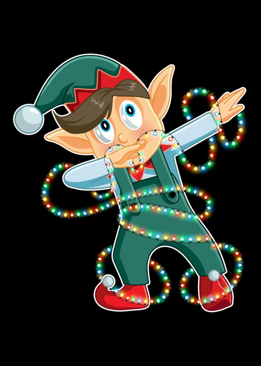 'Dabbing Elf Xmas Christmas' Poster, picture, metal print, paint by ...