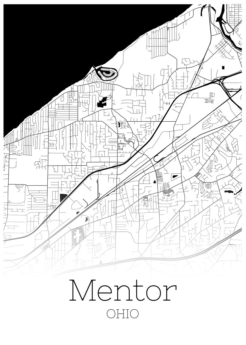 'Mentor Ohio city map' Poster, picture, metal print, paint by RelDesign ...
