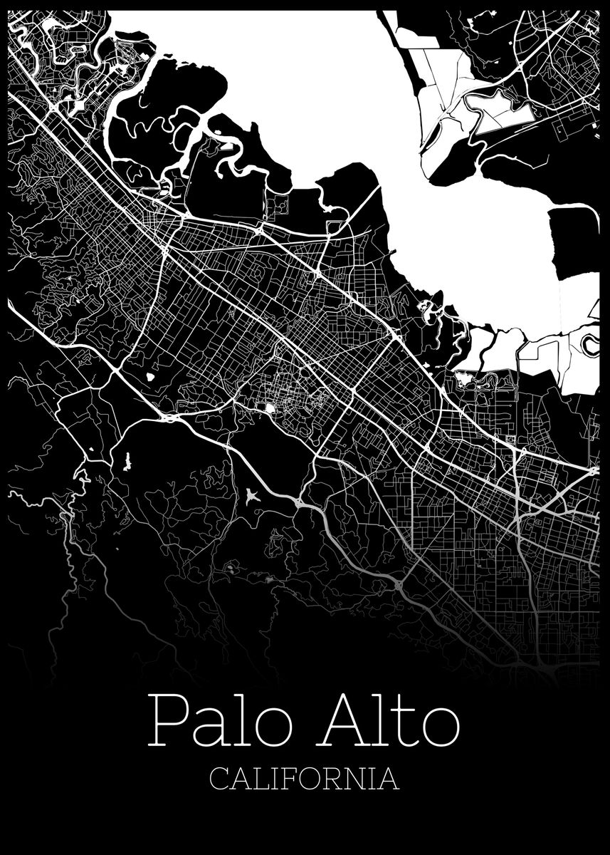 'Polo Alto California map' Poster, picture, metal print, paint by ...