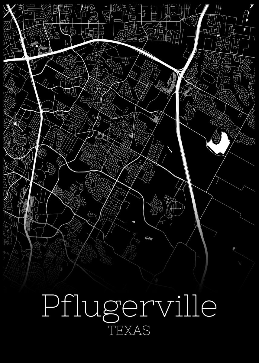 'Pflugerville Texas map' Poster, picture, metal print, paint by ...