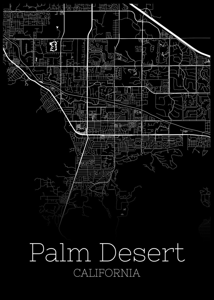 'Palm Desert California map' Poster, picture, metal print, paint by ...