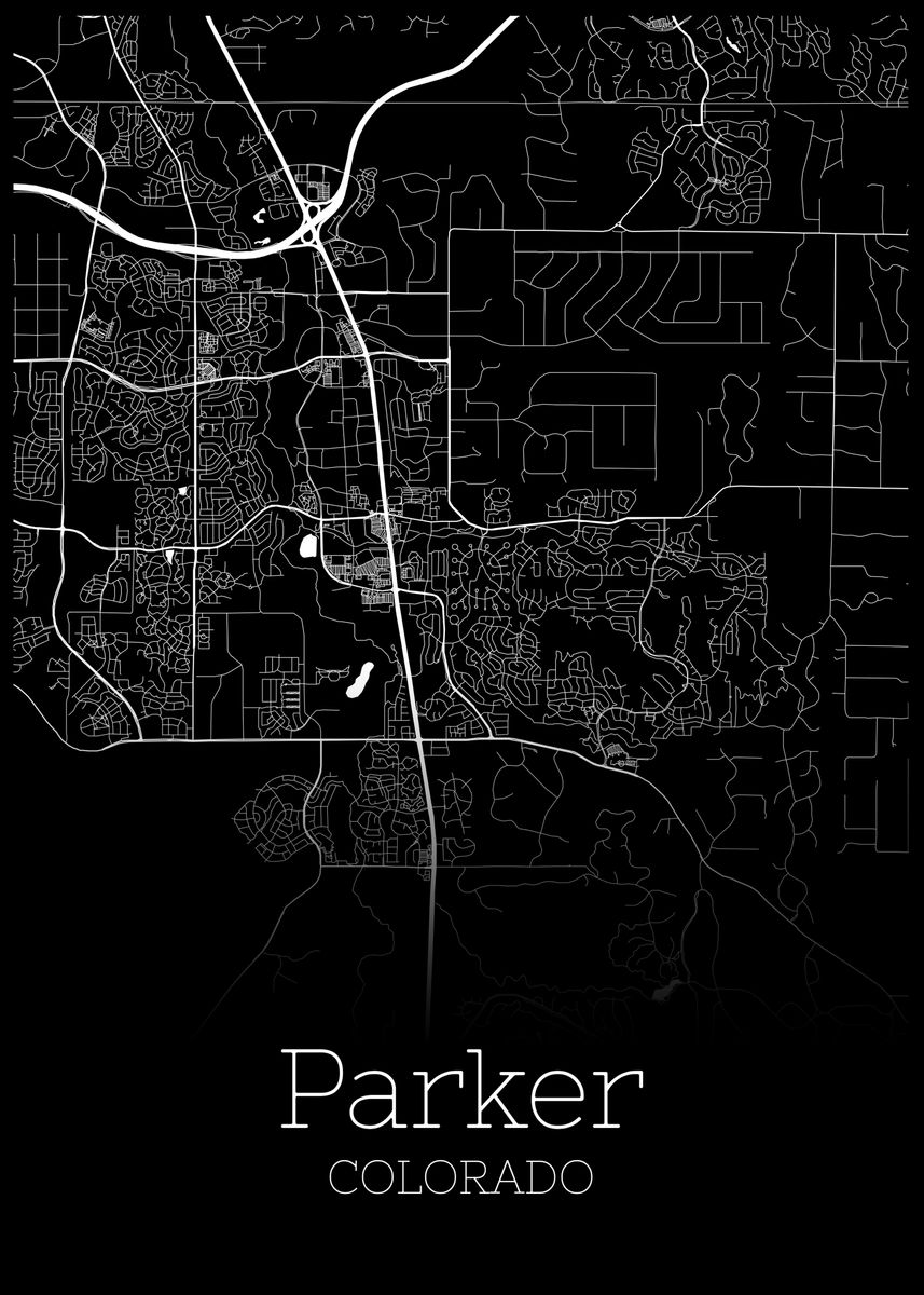 'Parker Colorado map' Poster, picture, metal print, paint by RelDesign ...