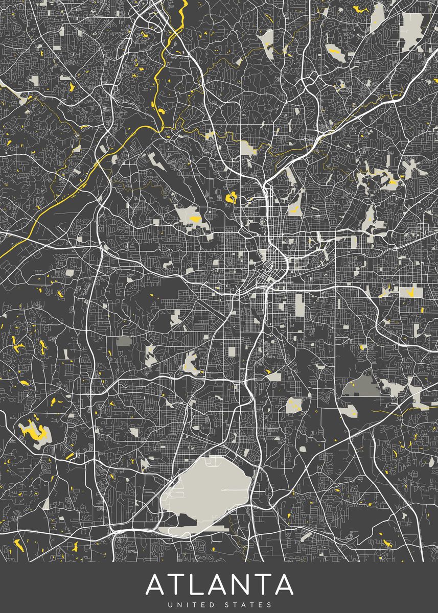 'Atlanta' Poster, picture, metal print, paint by mapsies | Displate